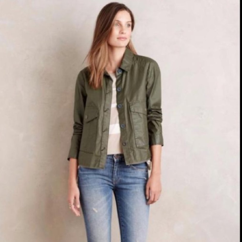 Anthropologie Military Waxed Cotton Jacket Size Small… - Gem
